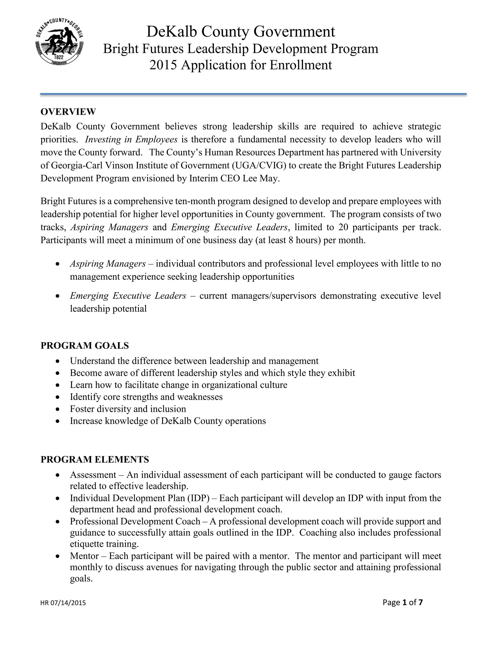 Bright Futures Leadership Program | PDF