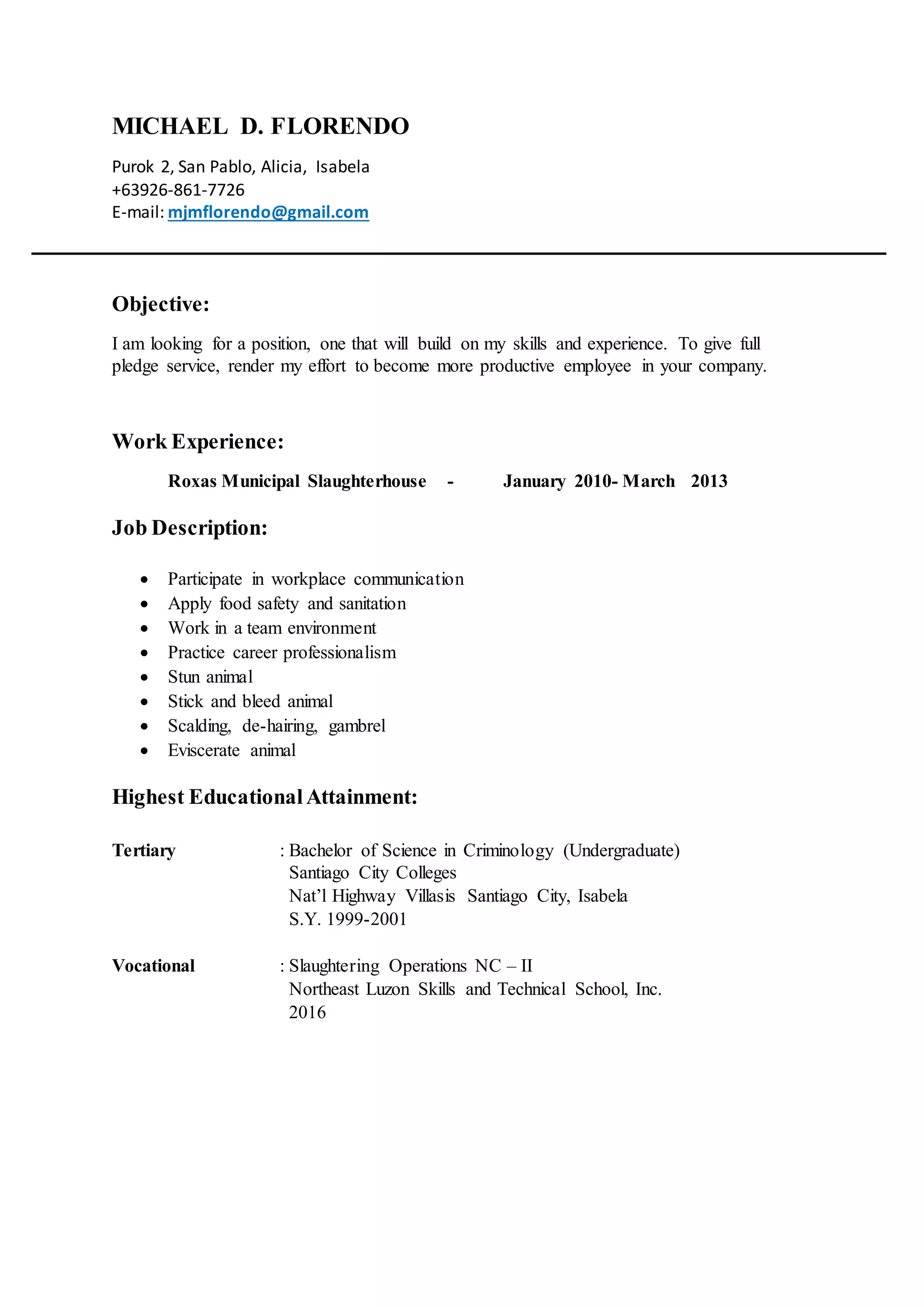 MICHAEL RESUME in canada | DOCX