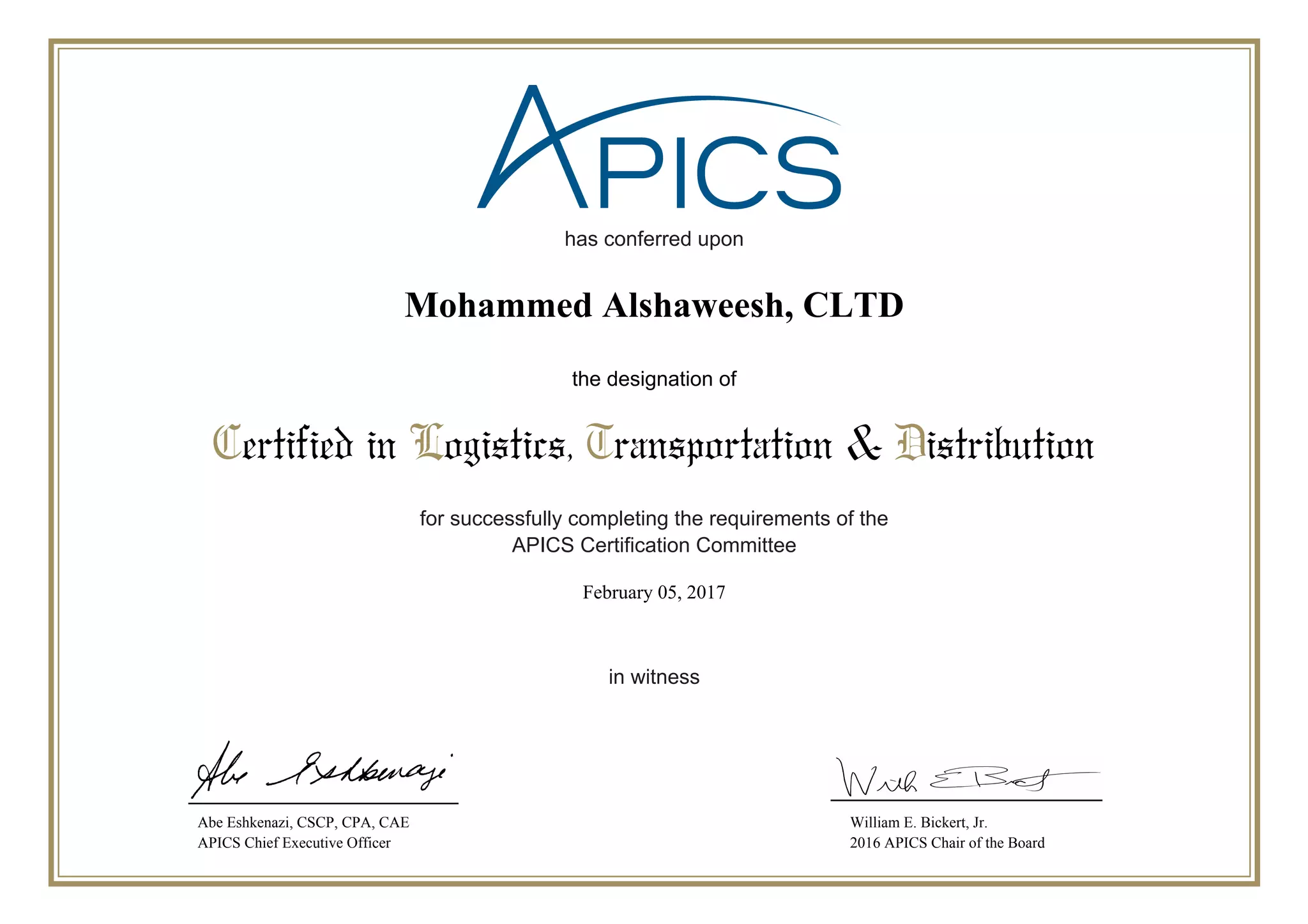 APICS_CLTD_Original_Certificate_A4 | PPT