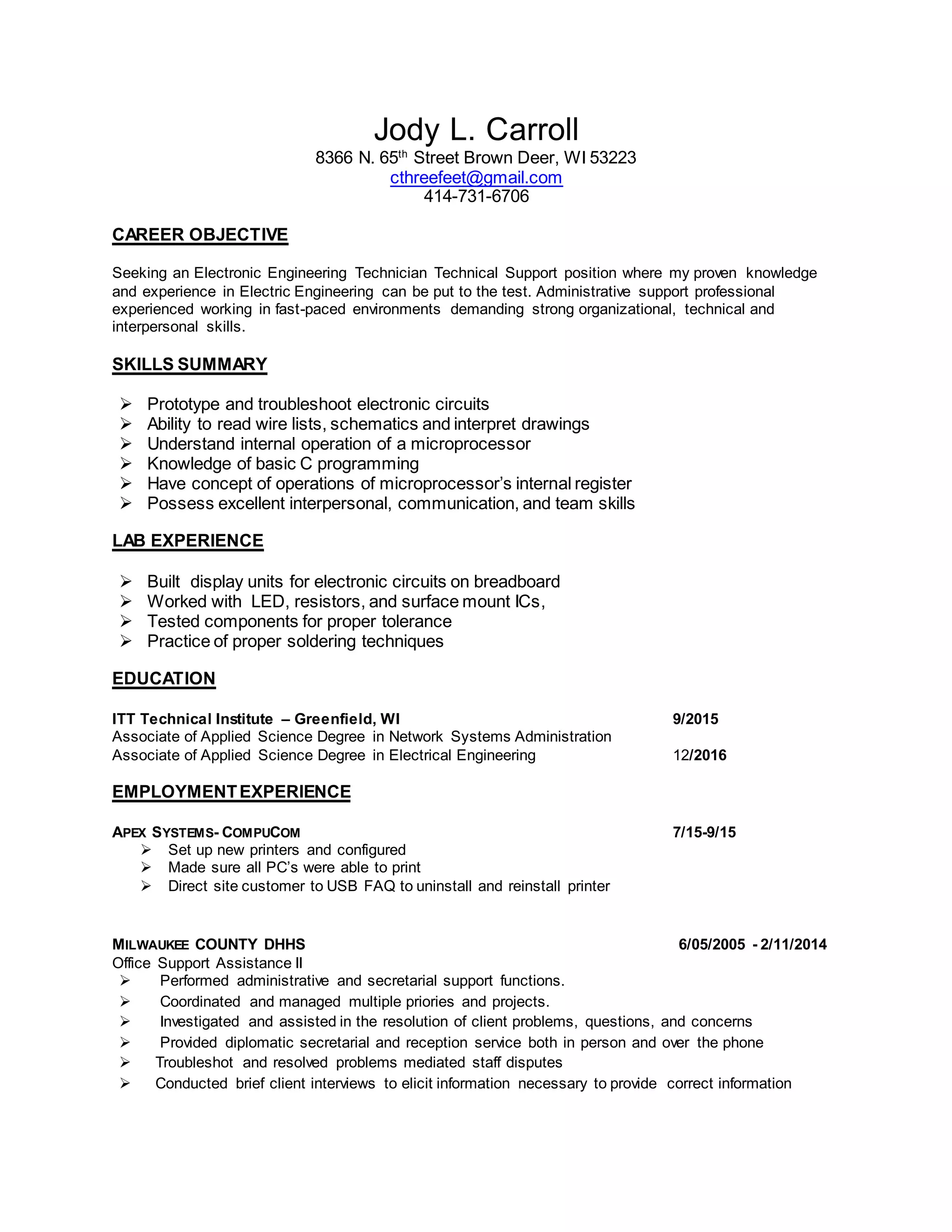 Jody resume EET | PDF