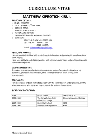 MATTHEW CV 2016 (6) | PDF