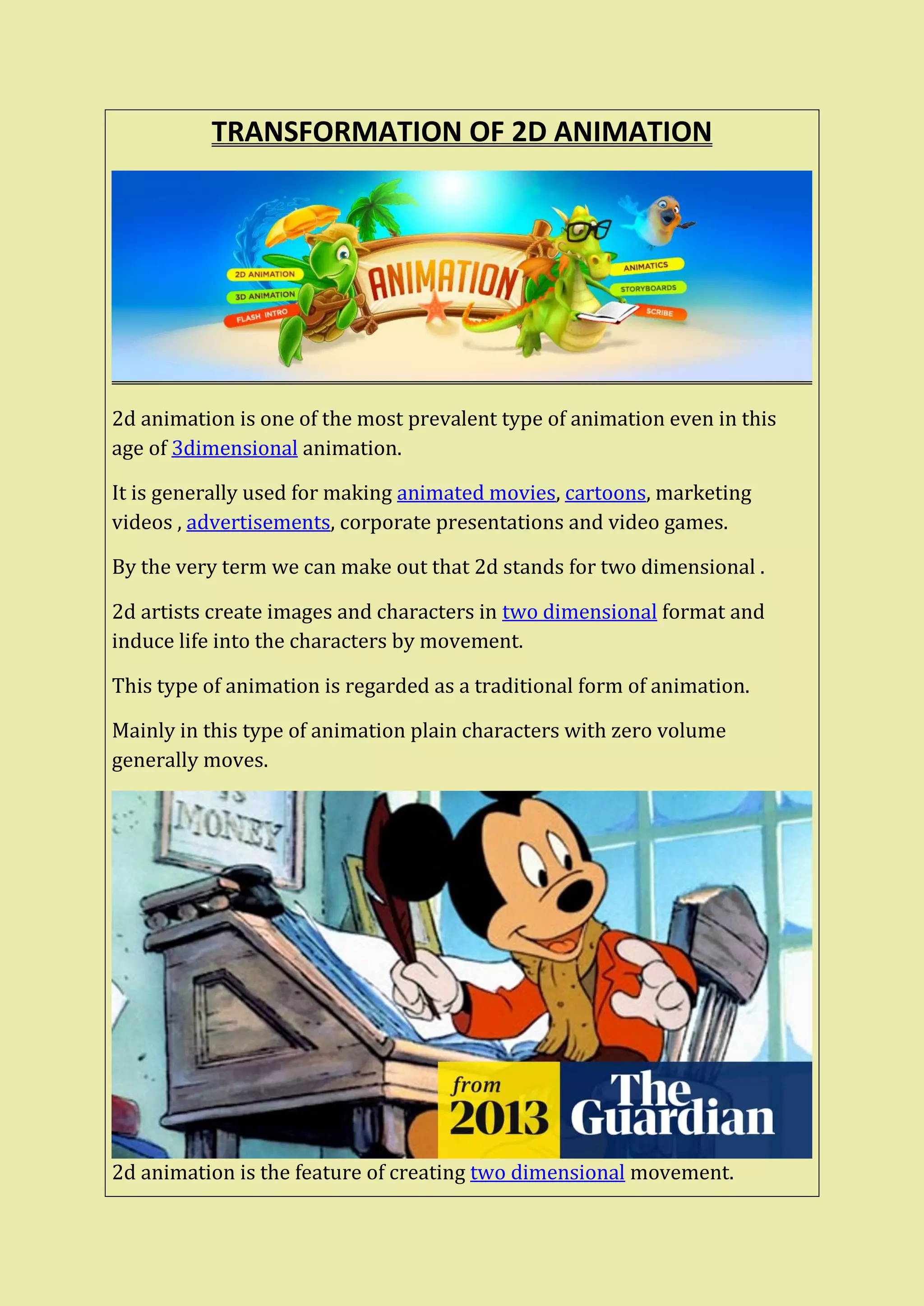 TRANSFORMATION OF 2D ANIMATION | PDF