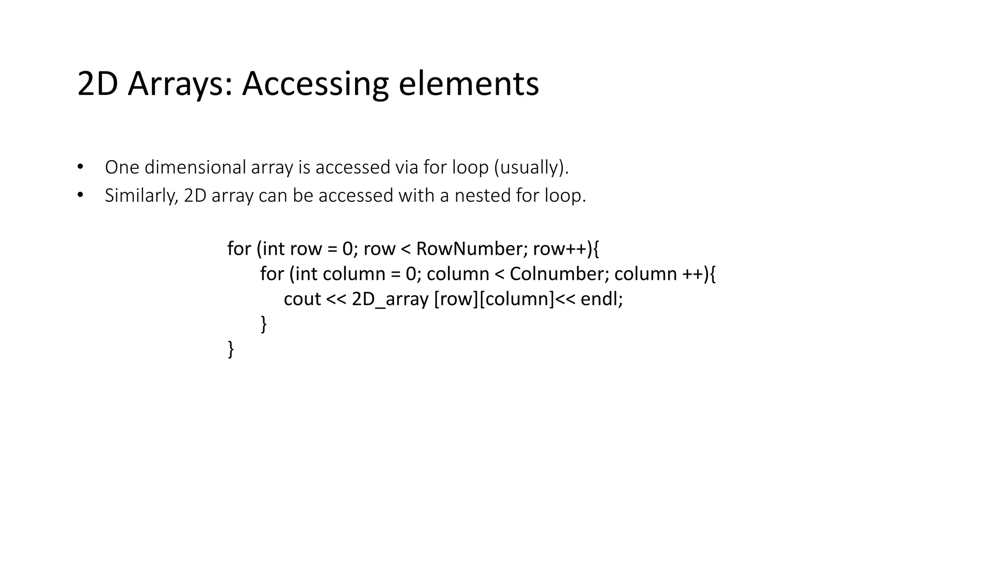 2D arrays | PPTX | Programming Languages | Computing