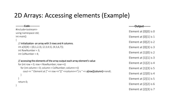 2D arrays | PPTX | Programming Languages | Computing