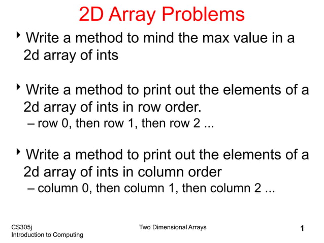 2D Arrays Problems.ppt
