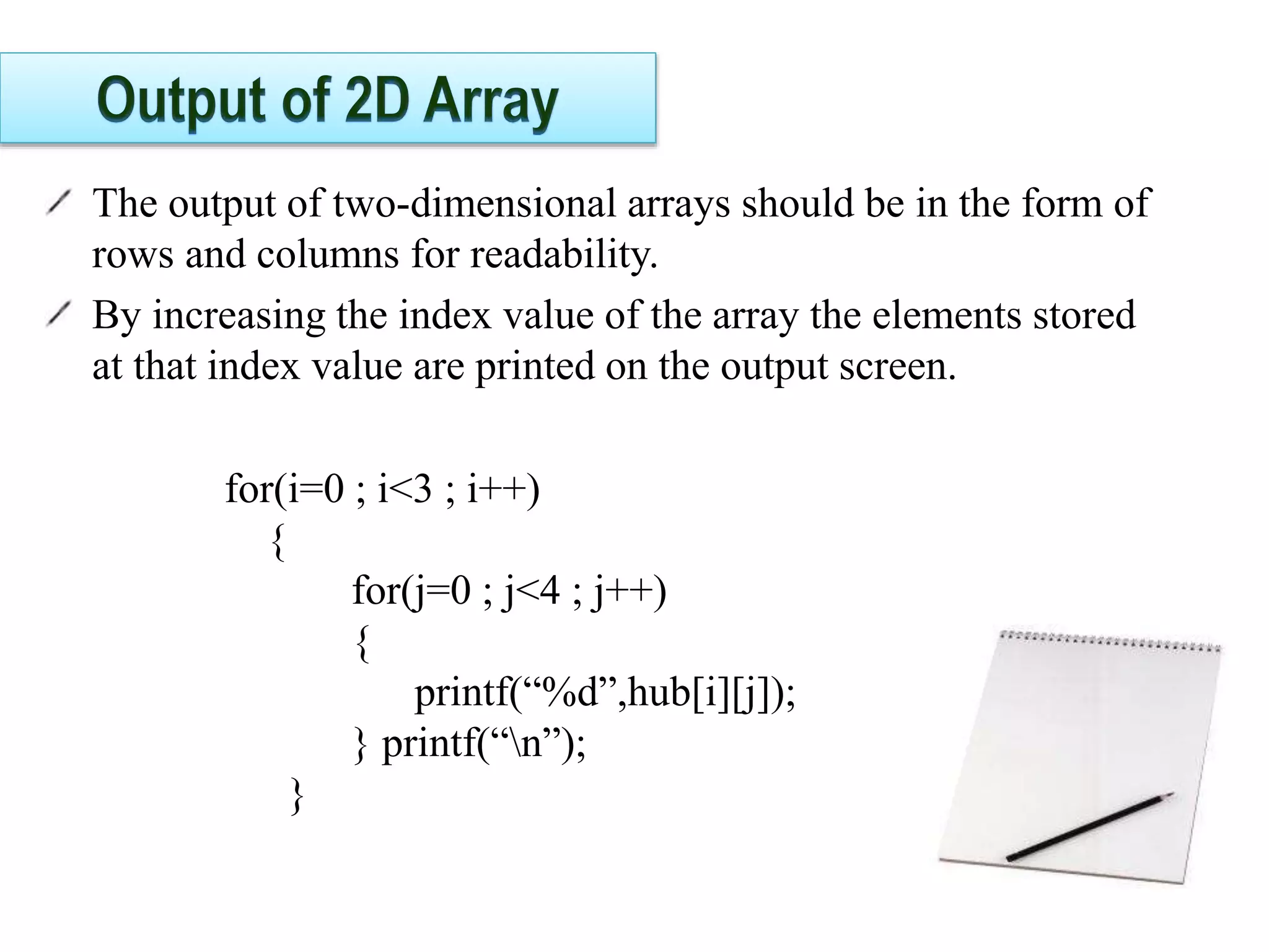 Two Dimentional Array Pptx Programming Languages Computing