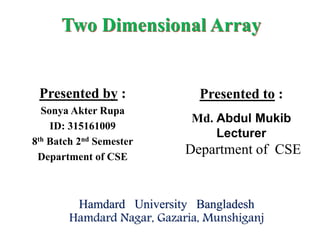 Two Dimentional Array | PPTX