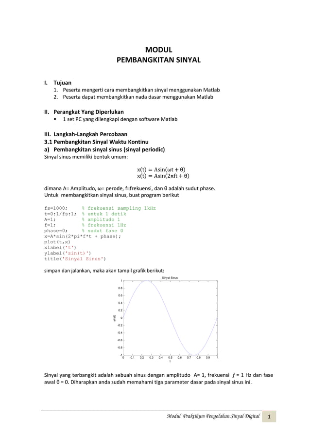 2 dasar praktikum sinyal dgn matlab | PDF