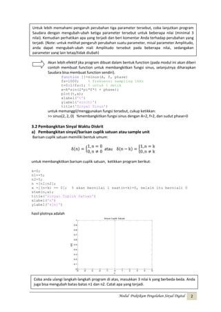 2 dasar praktikum sinyal dgn matlab | PDF