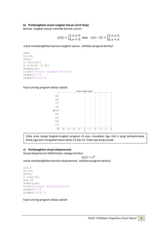 2 dasar praktikum sinyal dgn matlab | PDF