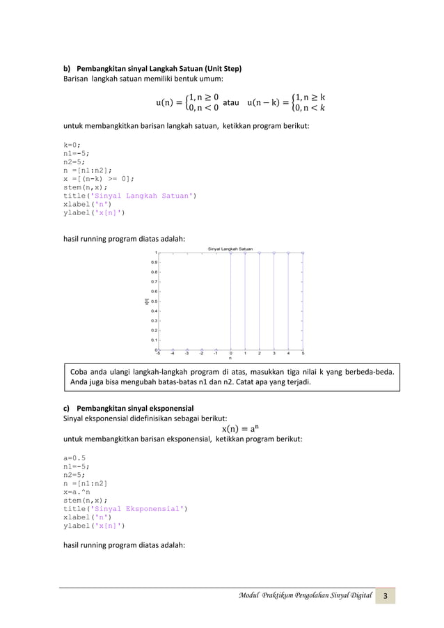2 dasar praktikum sinyal dgn matlab | PDF
