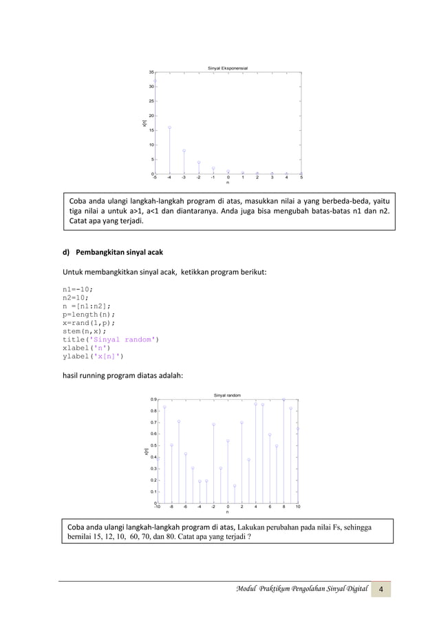 2 dasar praktikum sinyal dgn matlab | PDF