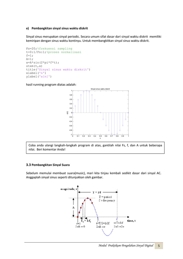 2 dasar praktikum sinyal dgn matlab | PDF