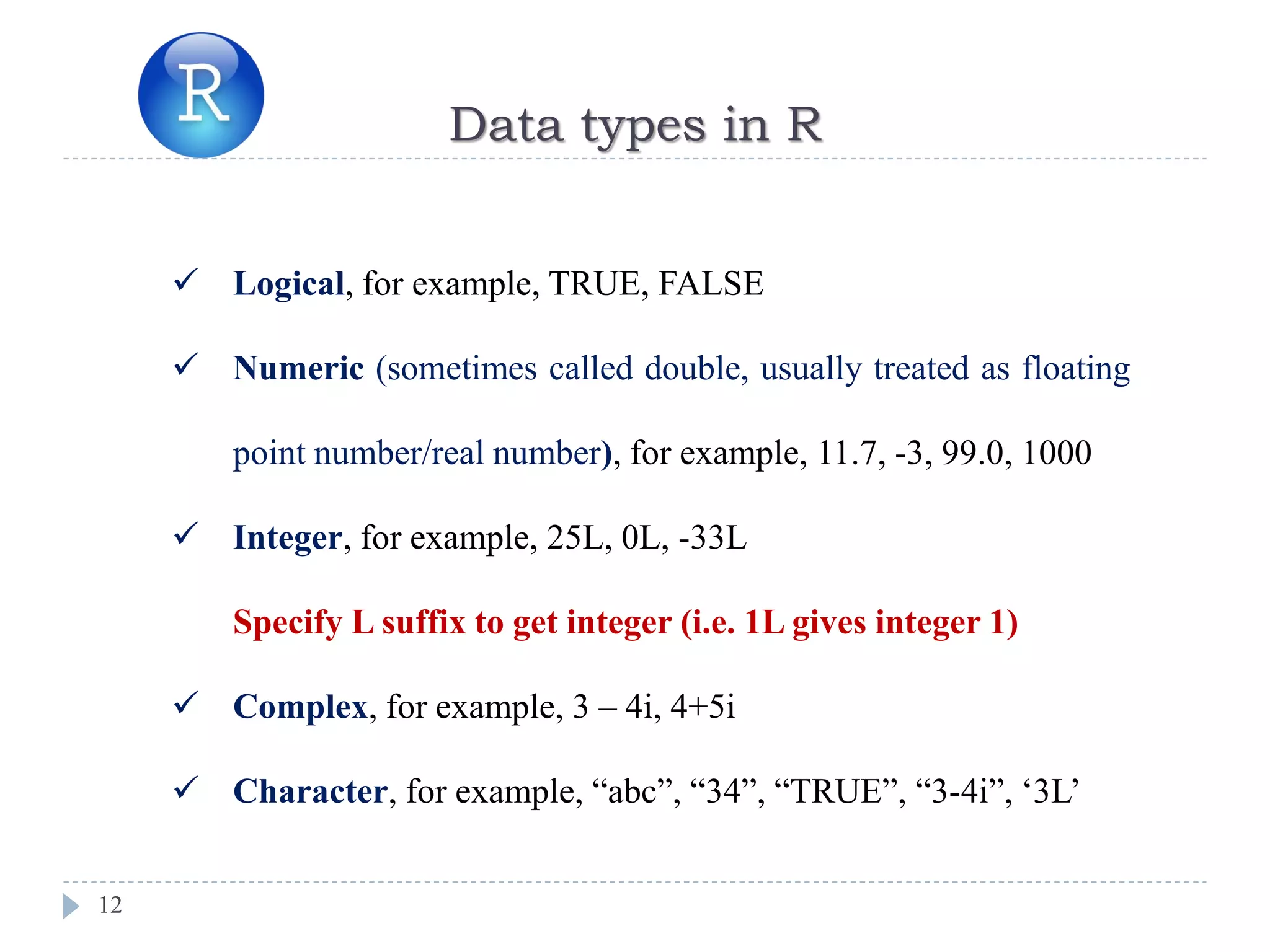 2 data types and operators in r | PPT