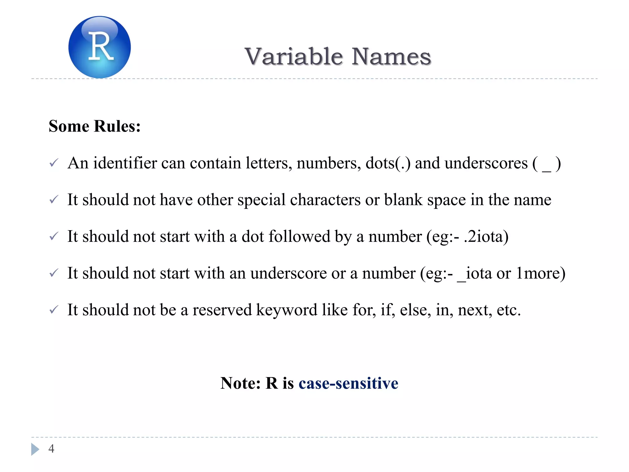 2 data types and operators in r | PPT