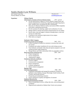 resume -- Sandy Lynn Williams | DOC