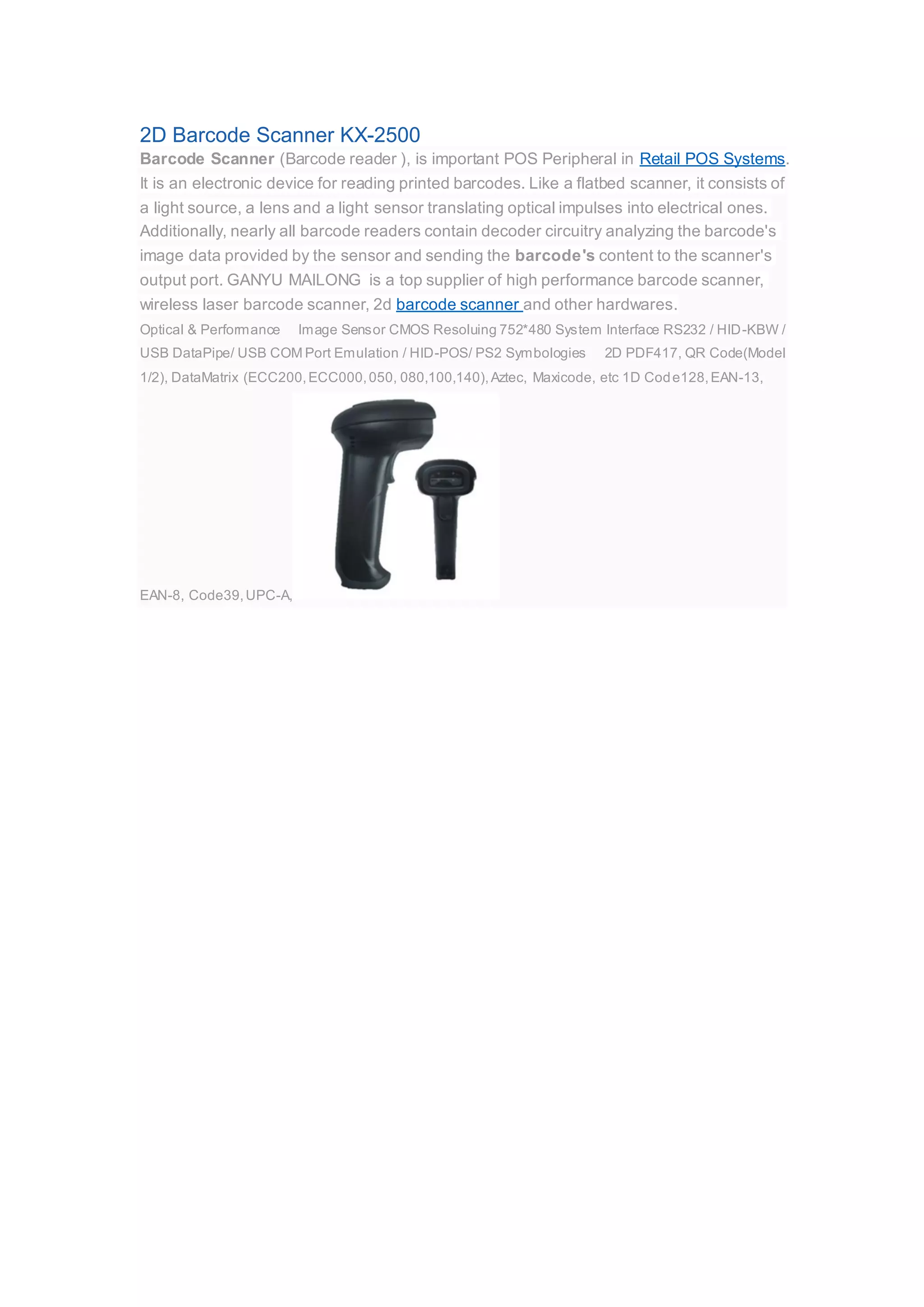2 d barcode scanner kx 2500 | PDF | Computer Peripherals | Computing