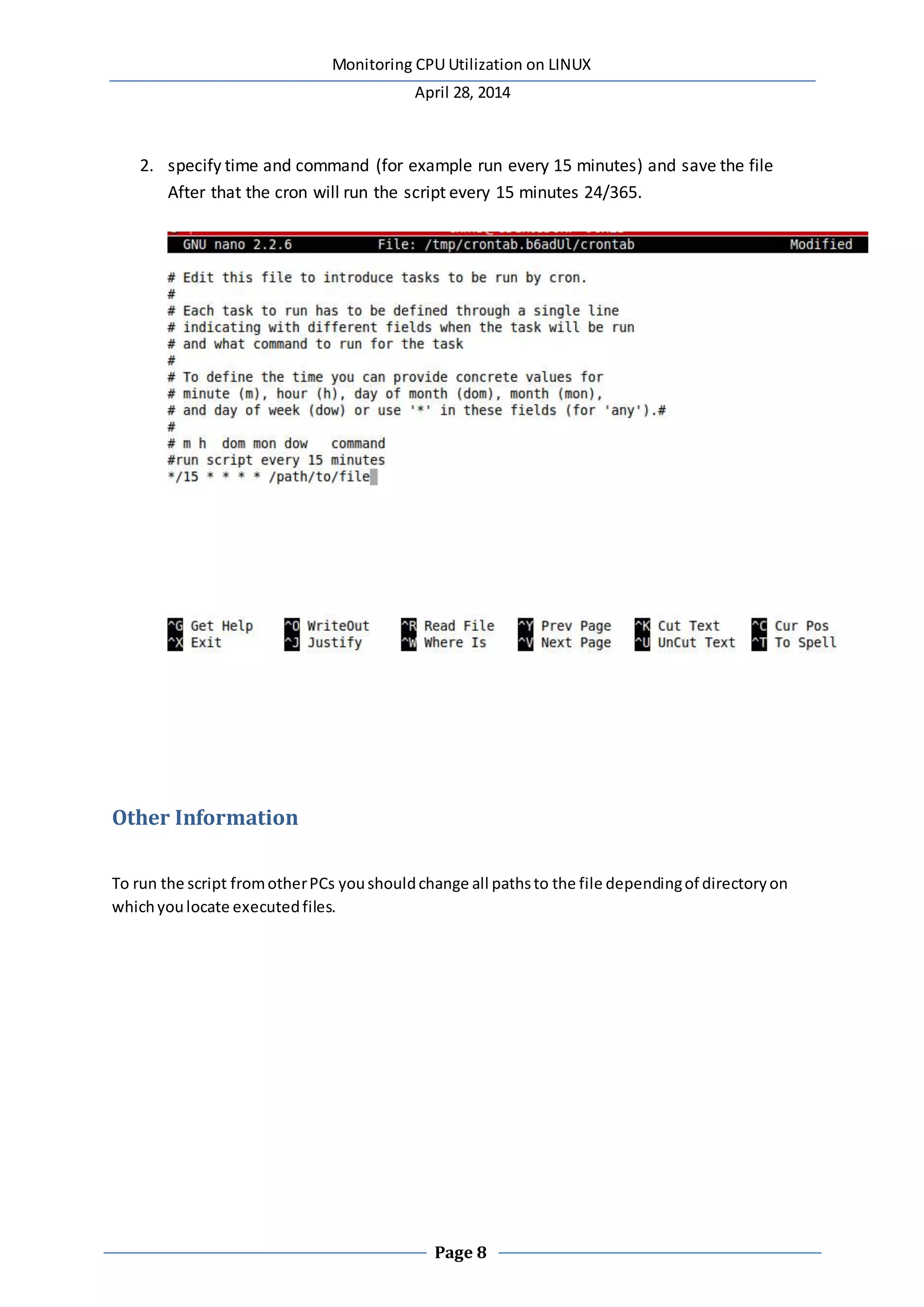 Monitoring CPU Utilization on LINUX (Shell Script Project) | DOCX