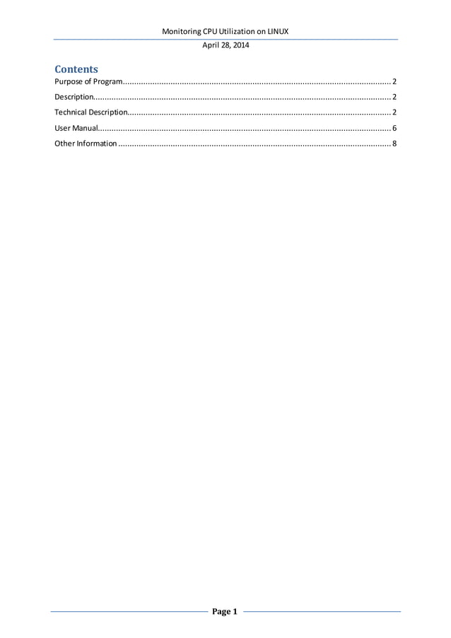 Monitoring Cpu Utilization On Linux Shell Script Project Pdf