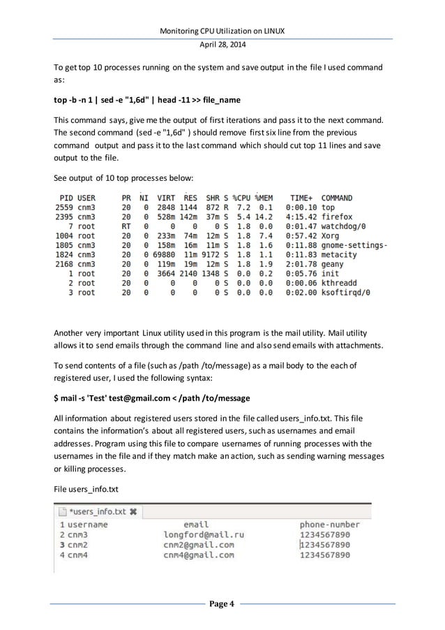 Monitoring Cpu Utilization On Linux Shell Script Project Pdf 2493