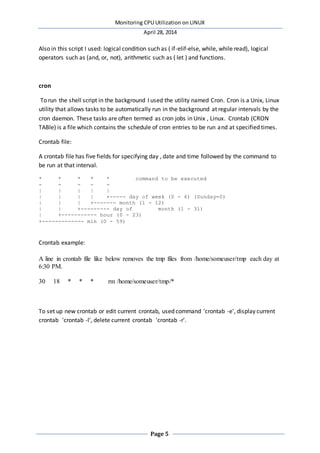 Monitoring CPU Utilization on LINUX (Shell Script Project) | DOCX