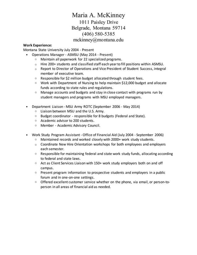 Maria McKinney 2015 Resume | DOCX | Student Financial Aid | Financial ...