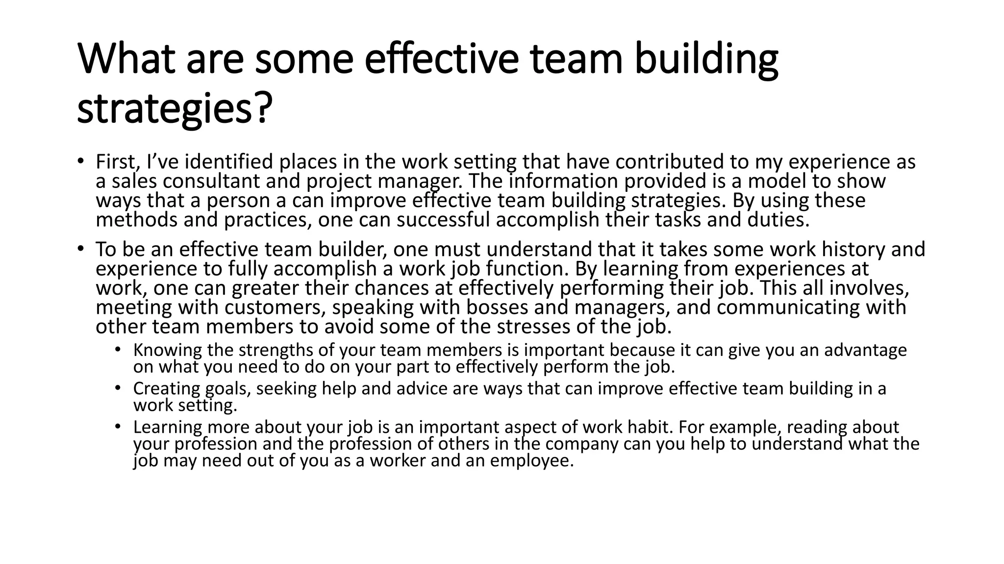 Effective Team Building Strategies | PPTX