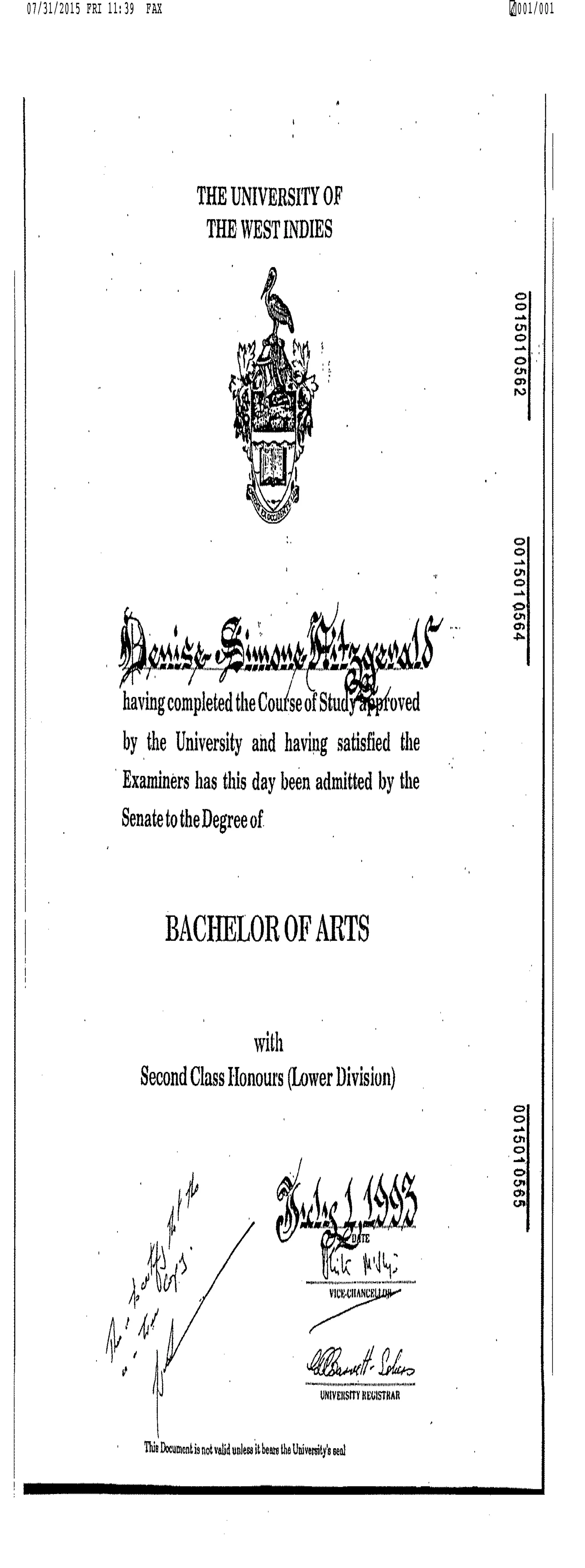 UWI Certificate | PDF