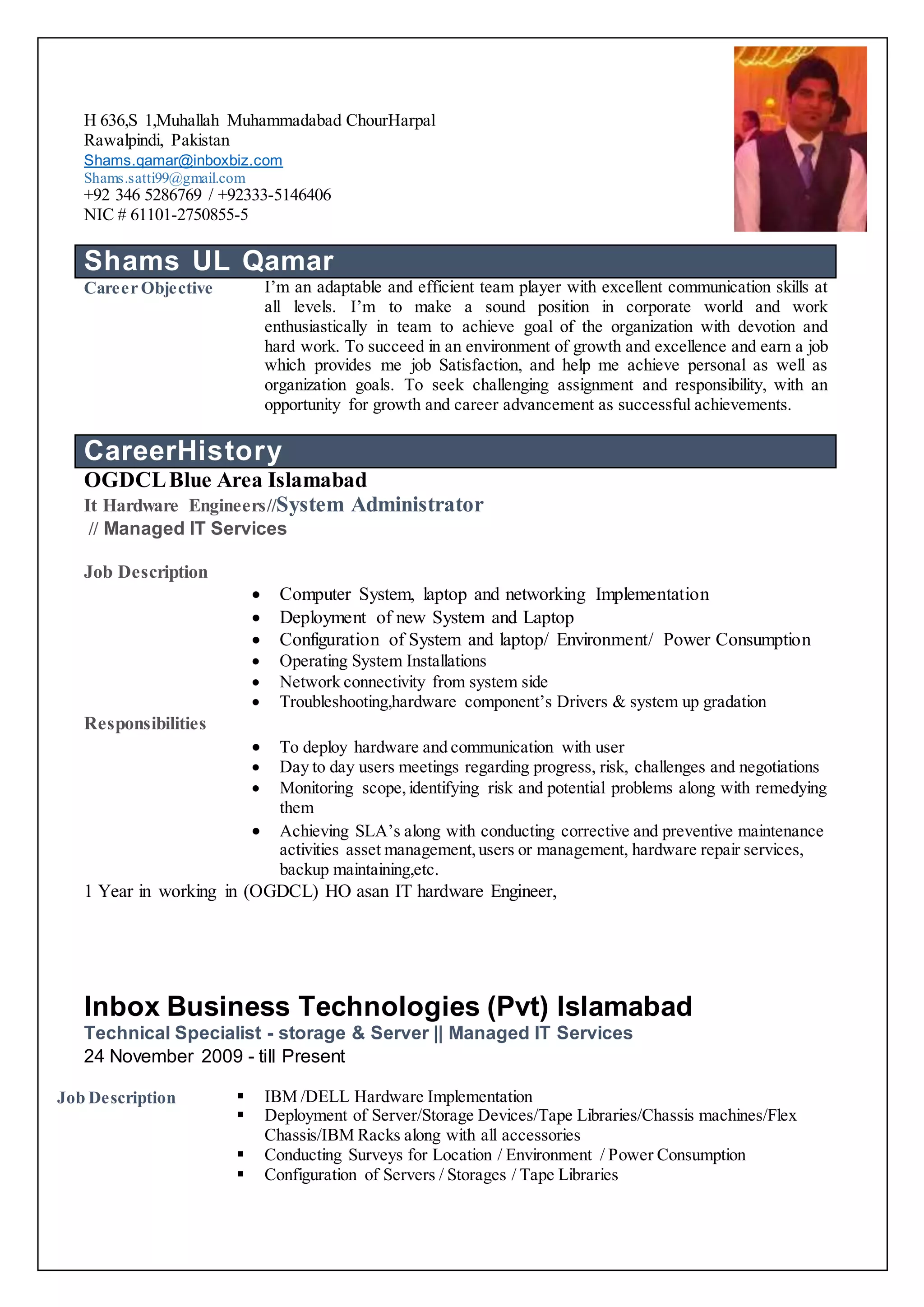 Shams UL Qamar- Resume new | DOCX