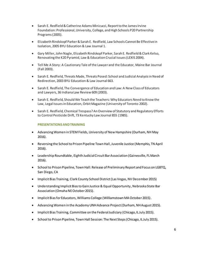 Redfield academic resume | DOCX