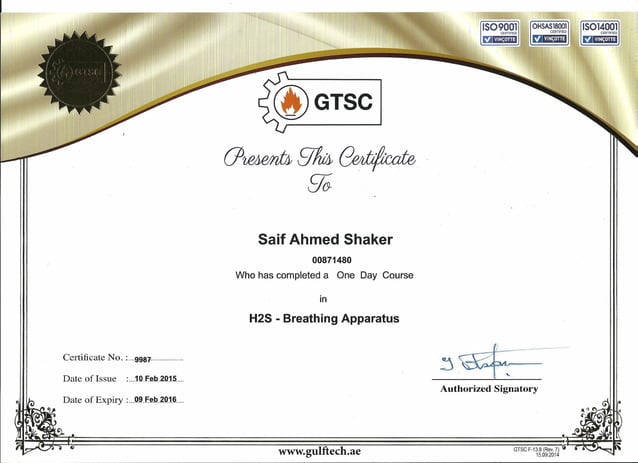 0195 Saif Ahmad_ H2S Certificate | PPT