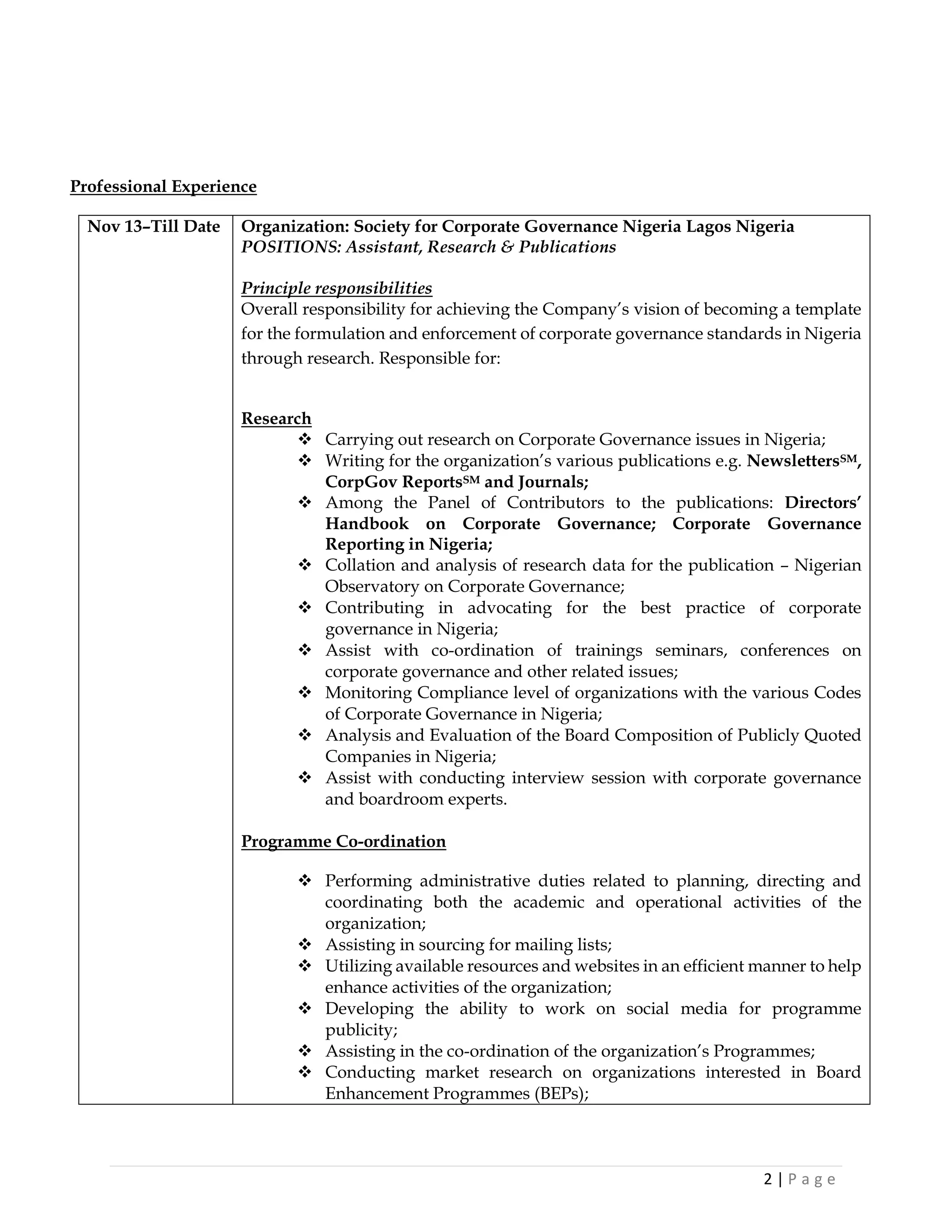 Serena Obanya's CV | PDF