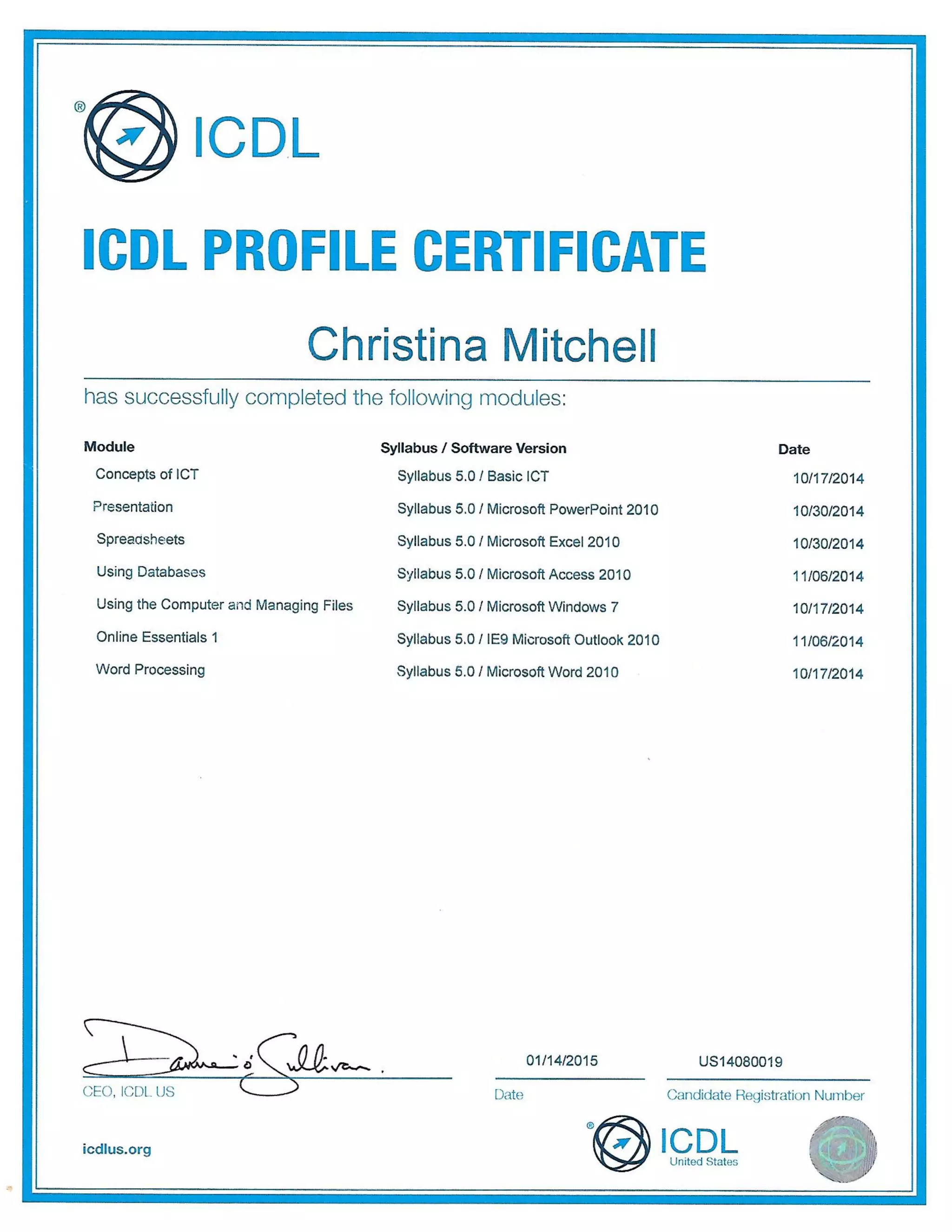 ICDL Certificate | PDF