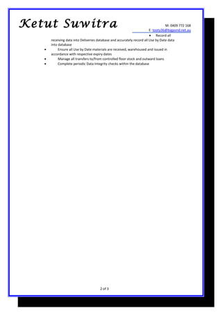 Resume Ketut Suwitra | PDF