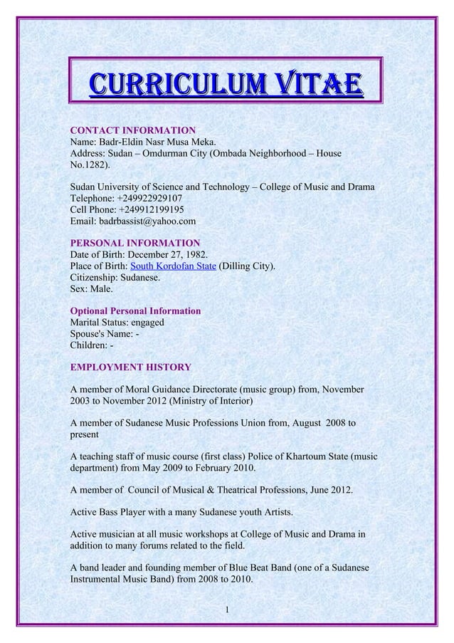 C.V | DOC | Music | Entertainment