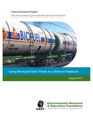 Using Municipal Solid Waste as a Biofuel Feedstock | PDF