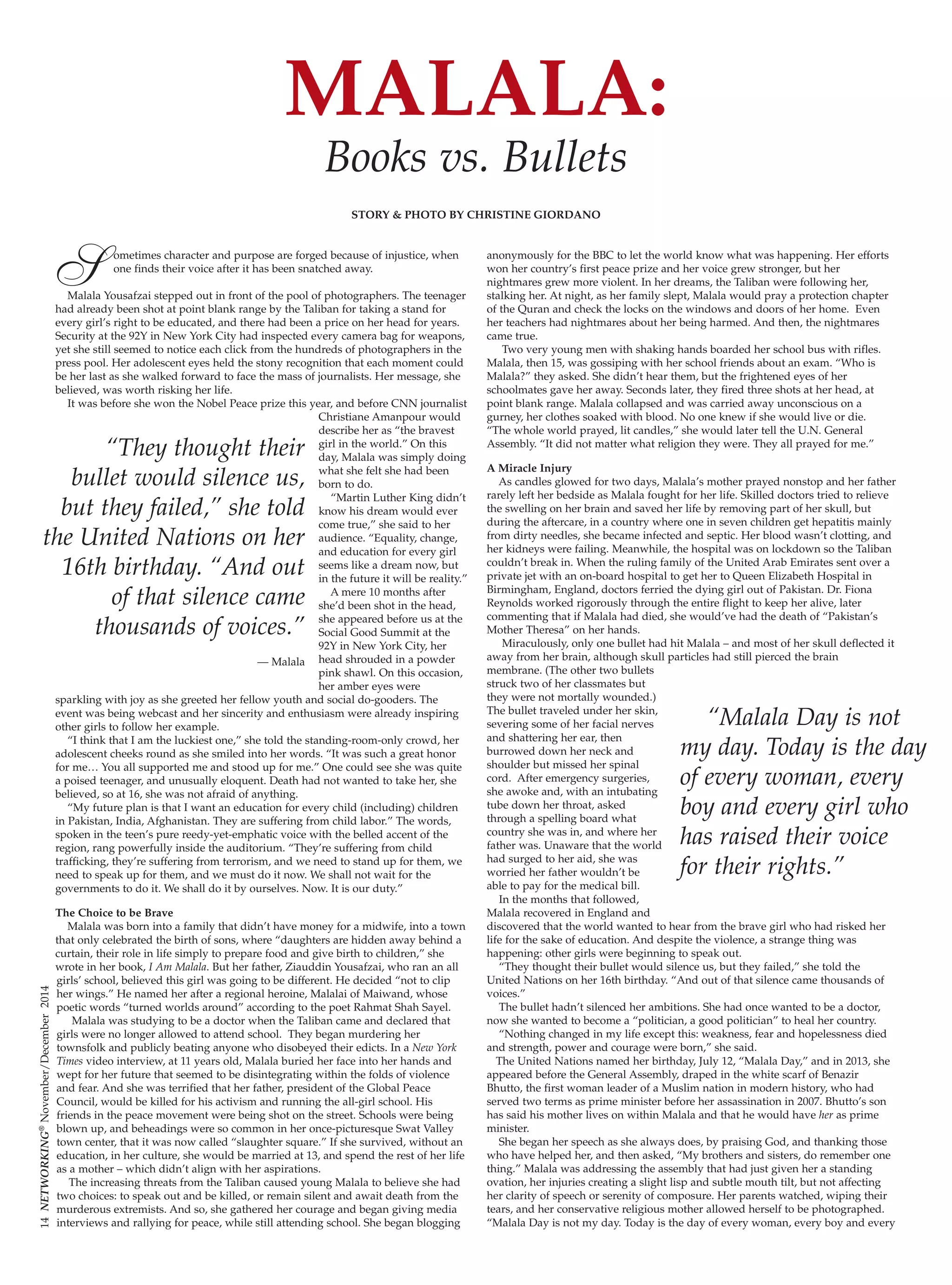 Malala Yousafzai Cover Story | PDF | First Aid | Injuries