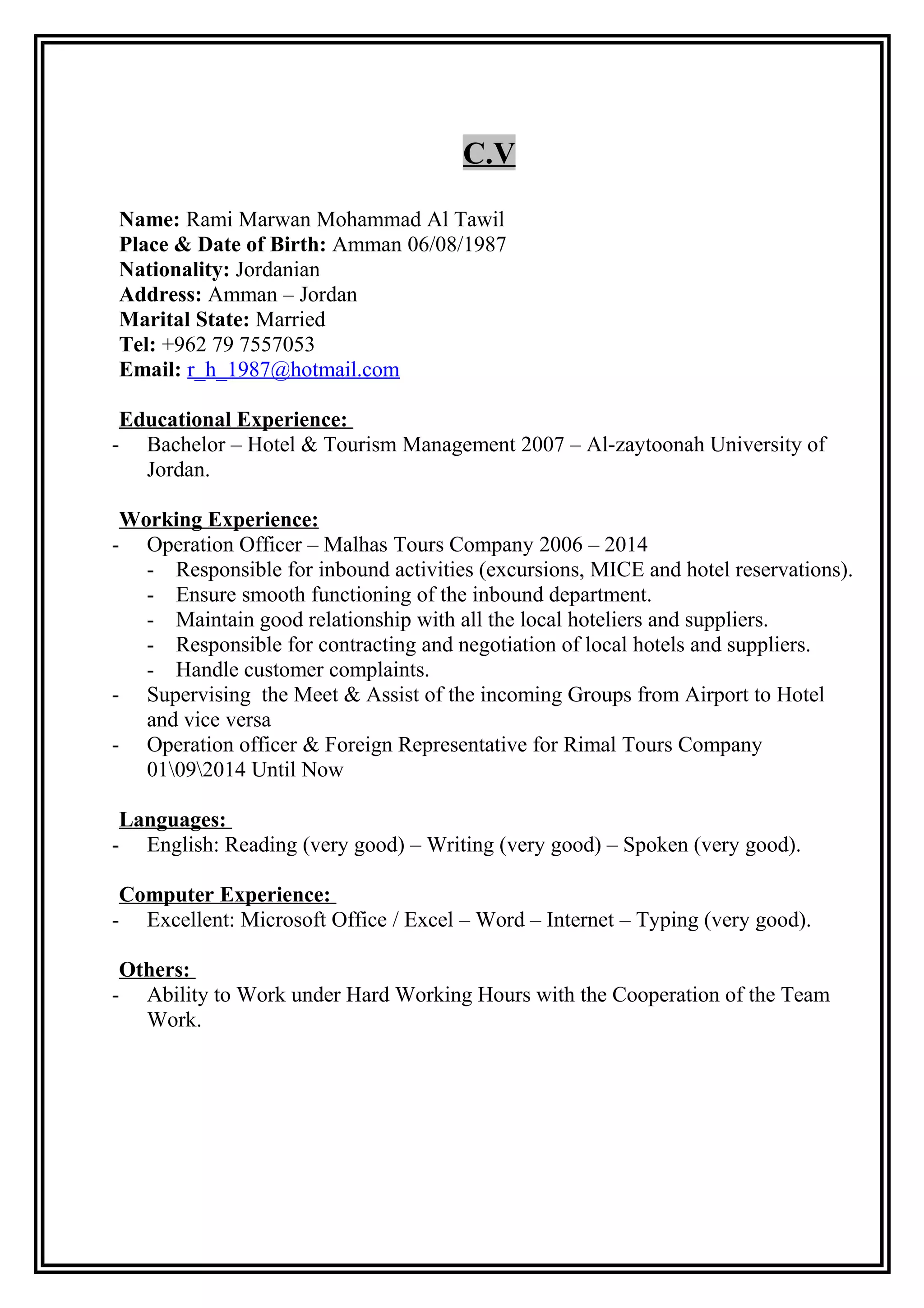 Rami Tawil CV 2 | DOC