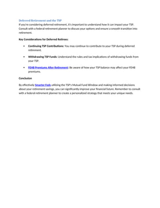 Maximize Your TSP: A Guide to the Mutual Fund Window | Smarter Feds | DOCX