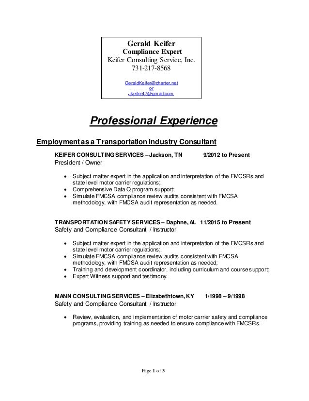 CV FOR GERALD KEIFER