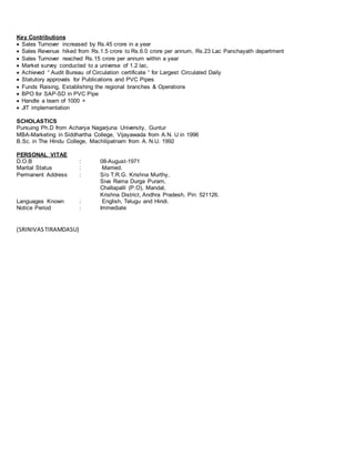 Srinivas.T CV | PDF
