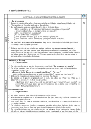 Sesión de Clase "De regreso a la escuela" | DOCX