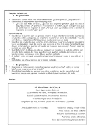 Sesión de Clase "De regreso a la escuela" | DOCX