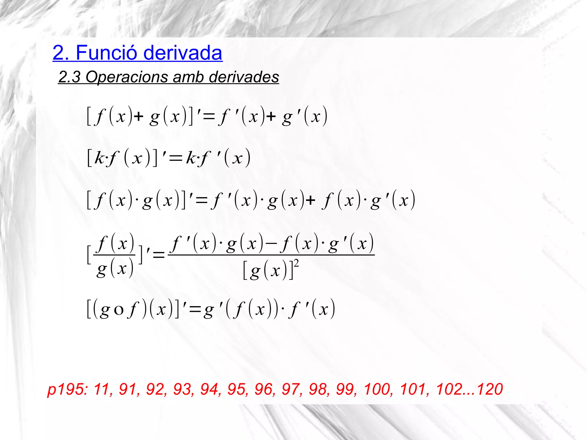 Càlcul de derivades 2n Batxillerat | PPT