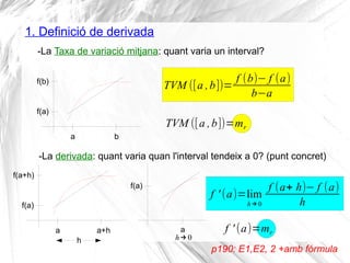 Càlcul de derivades 2n Batxillerat | PPT
