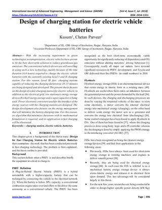 Design of charging station for electric vehicle batteries | PDF
