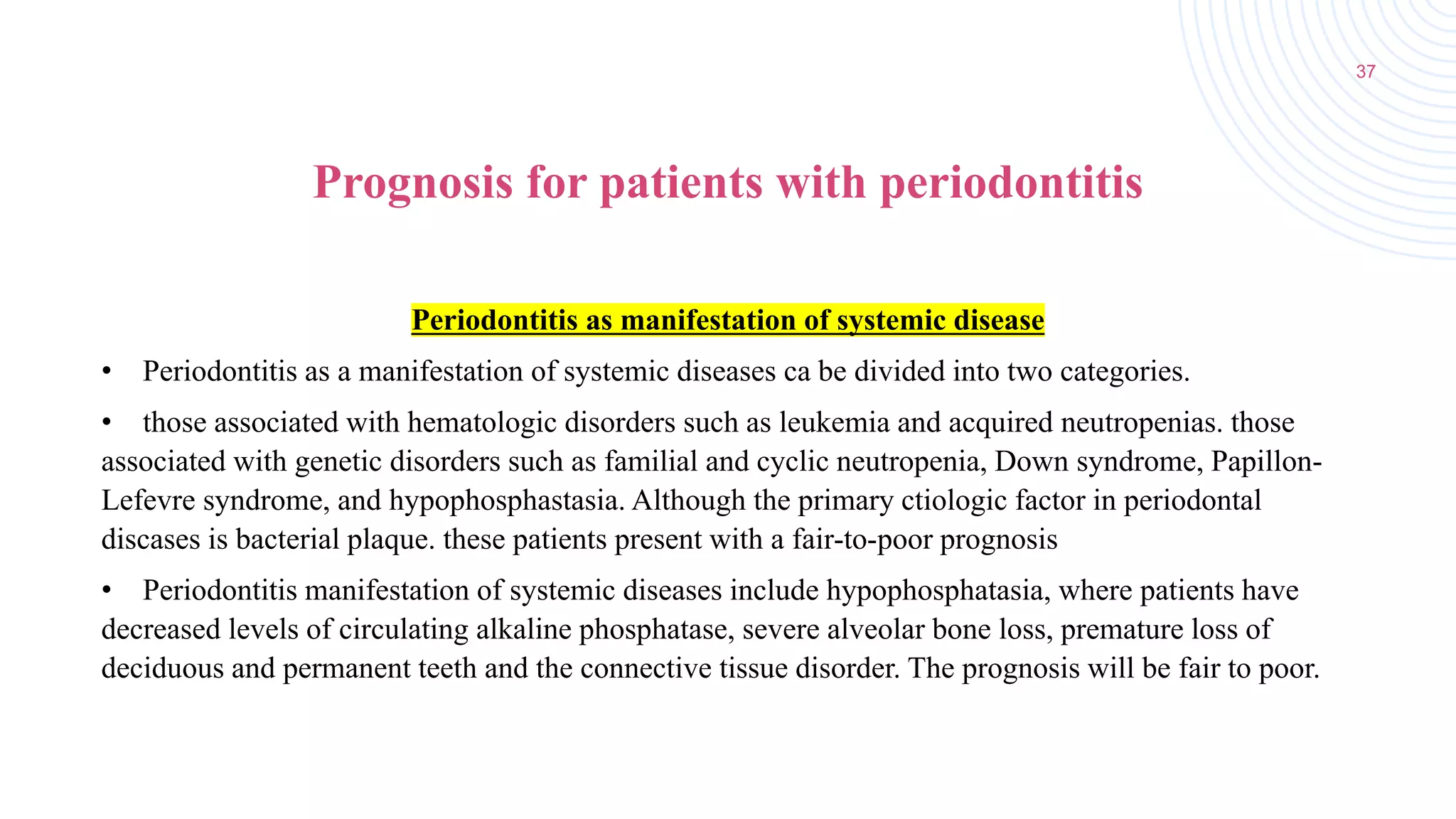 Determination of prognosis & Treatment plan | PDF