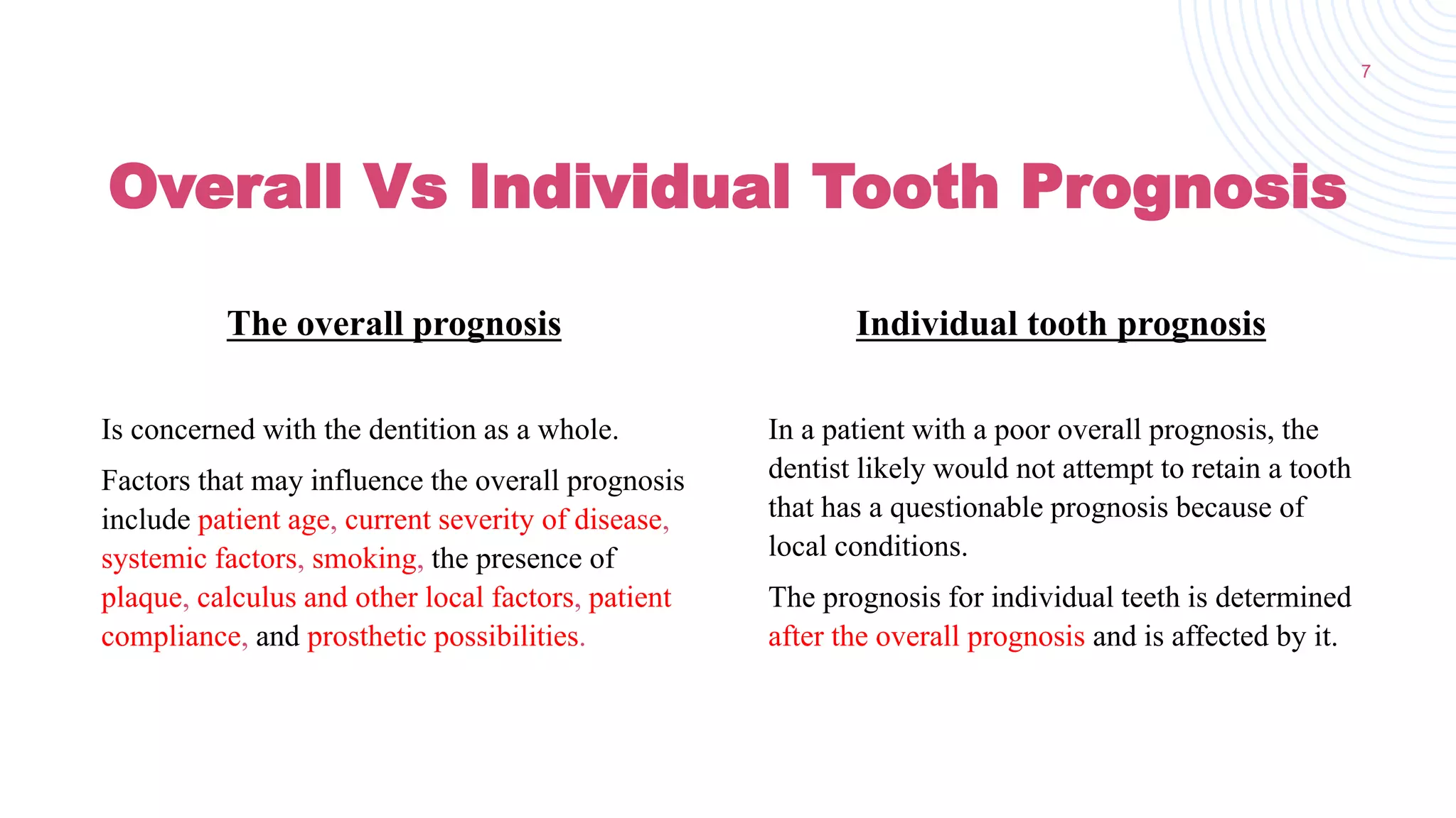 Determination of prognosis & Treatment plan | PDF