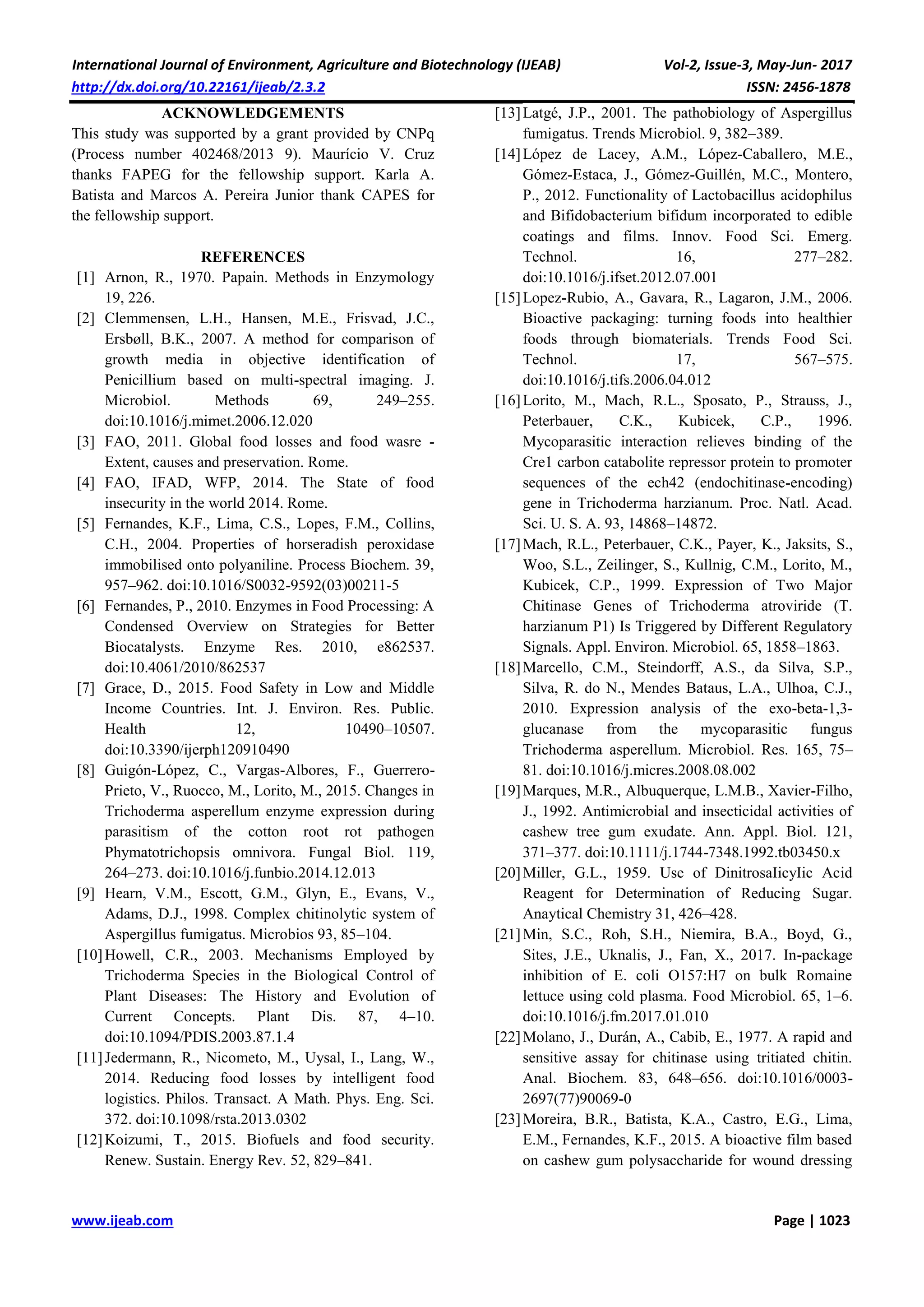Development of a Bioactive Food Additive for Controlling of Fungal ...