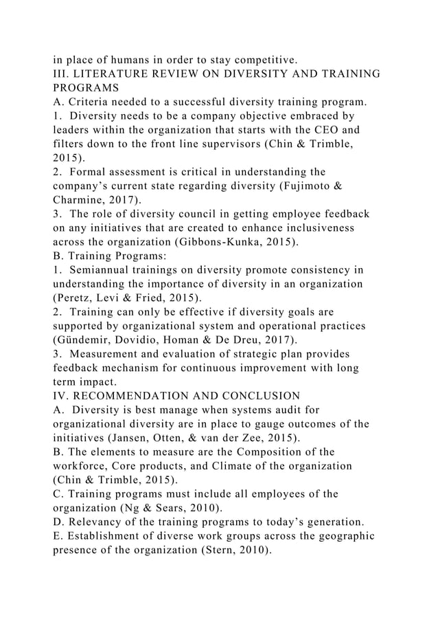 2Development of a Diversity Training Program Assignment 3.docx